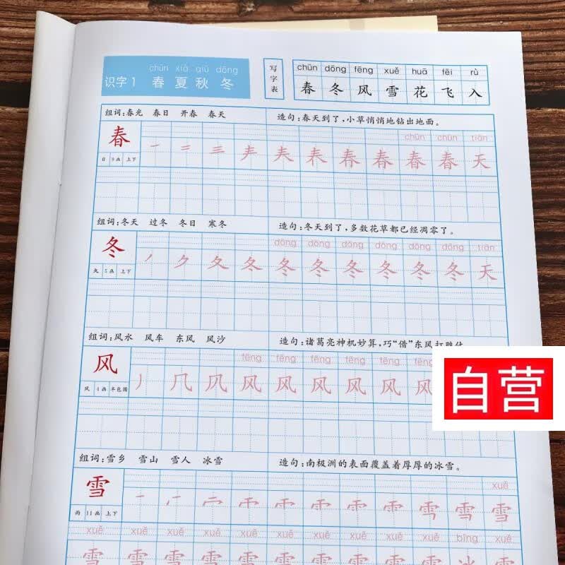 2021新无图识字卡片小学生一年级上下册语文课本同步生 一下练字贴写字表汉字