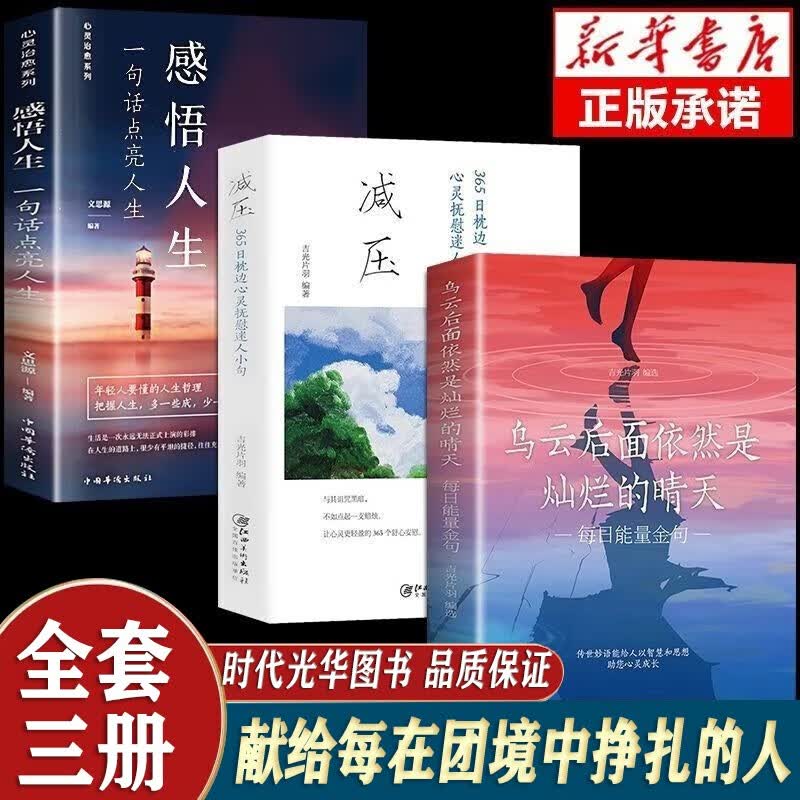 乌云后面依然是灿烂的晴天 减压 每日能量金句每日箴言一句话改变人生书籍 【全3册】乌云+减压+感悟人生
