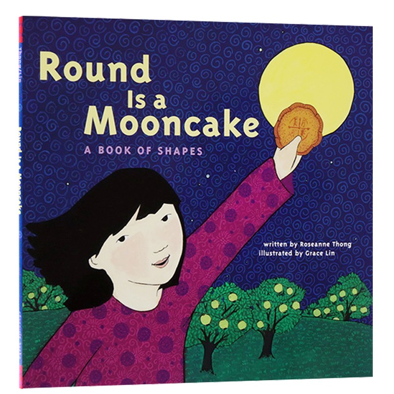 英文原版 Round is a Mooncake 中国传统节日图画书 中国风儿童绘本 A Book of Shapes 名家 Grace Lin