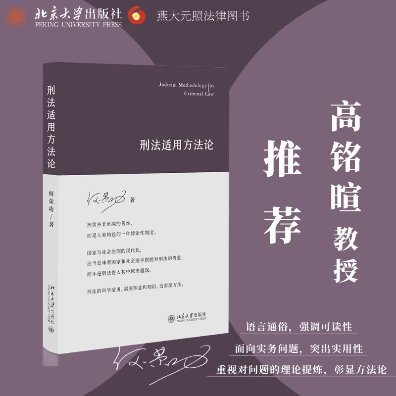 精装 刑法适用方法论 何荣功 高铭暄教授** 刑法案例实务刑法适用立场方法论 司法机关办案律师研究生学习参考书 北京大学出版社