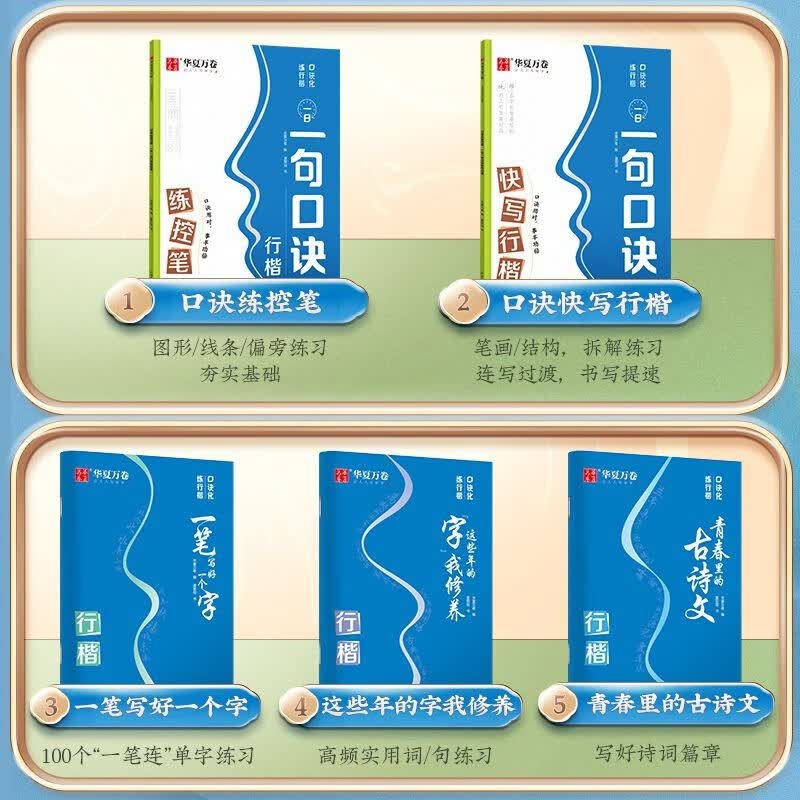 【现货速发】行楷字帖零基础入门学一句口诀练行楷大学生成人硬笔控笔训练 行楷基础尝试/3小本
