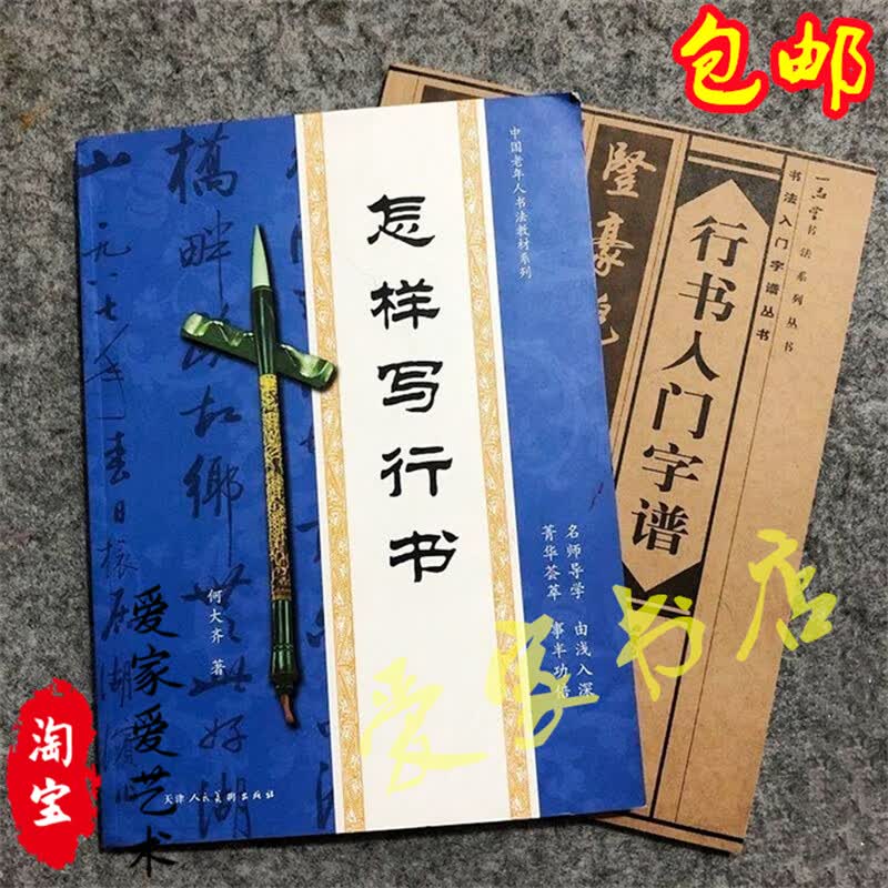 怎样写行书+行书入门字谱2本合售老年人初入门