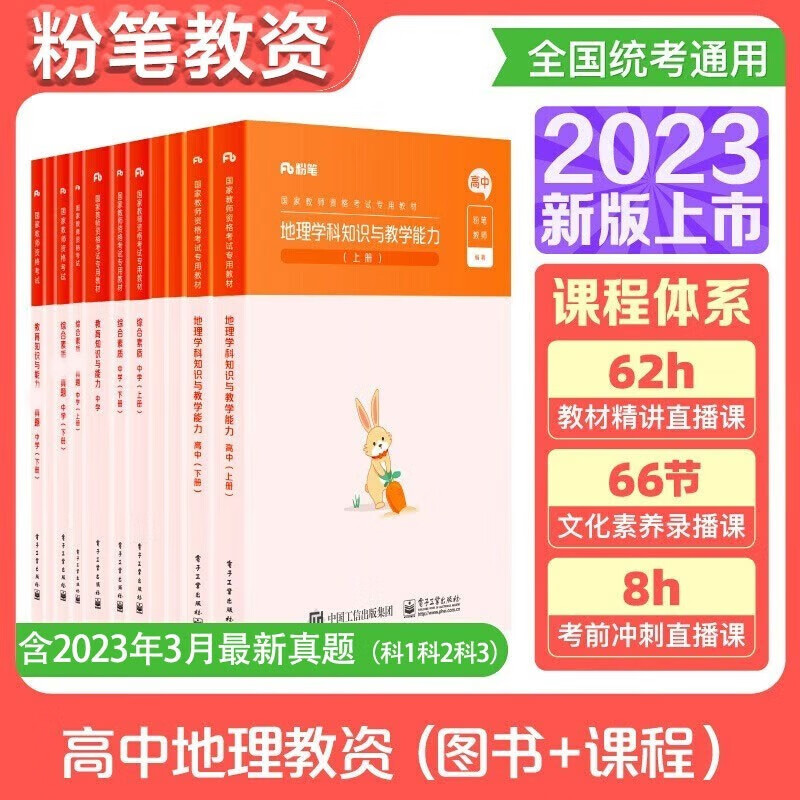 2023年下粉笔教资考试资料2023教师资格证考试用书教材历年真题中小学初高中语文数学英语美术音乐（科目一二三） 【2023年下新版】-高中地理全科目