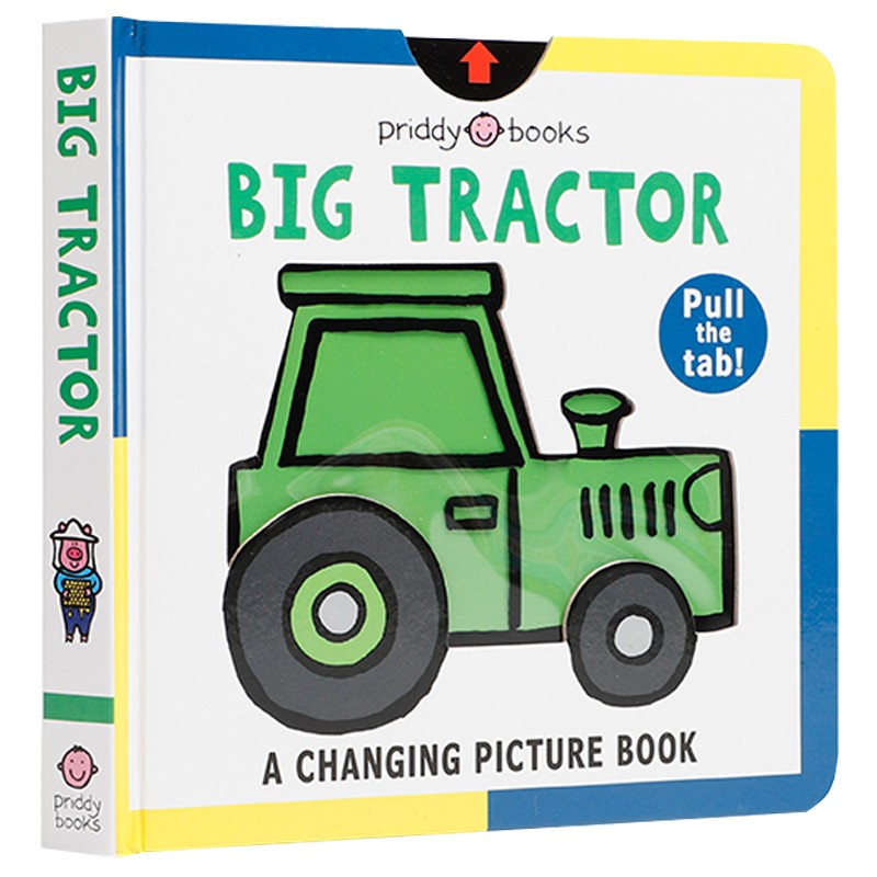 英文原版绘本 Big Tractor 幼儿颜色启蒙认知游戏书 抽拉操作纸板书 圣诞节 Red Car Green Car同系列 单词学习书 . 绿山墙图书