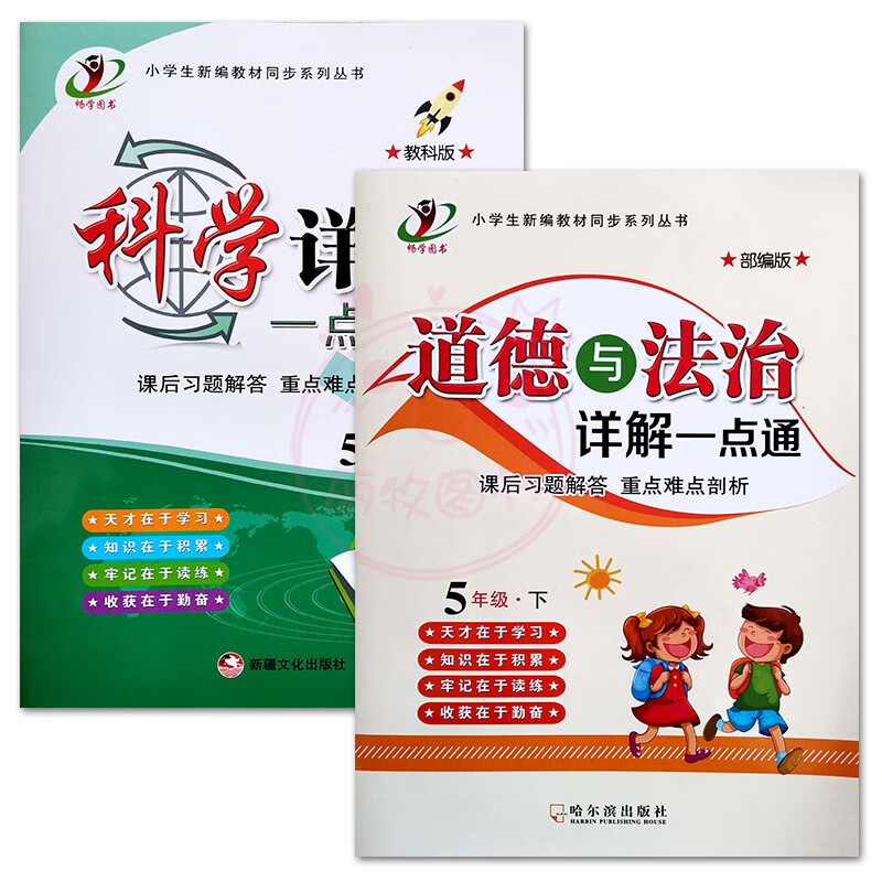 2023小学科学道德与法治详解一点通3三4四5五6六年级上下册冀教教科版人教部编版课后习题解答全解重点难点剖 5下教科科学+人教道德 小学通用
