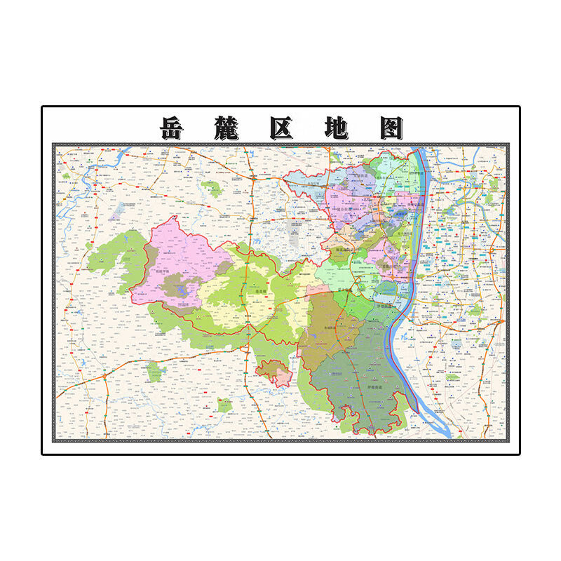 岳麓区地图1.1m湖南省长沙市办公家用行政交通彩色防水高清装饰画 不覆膜