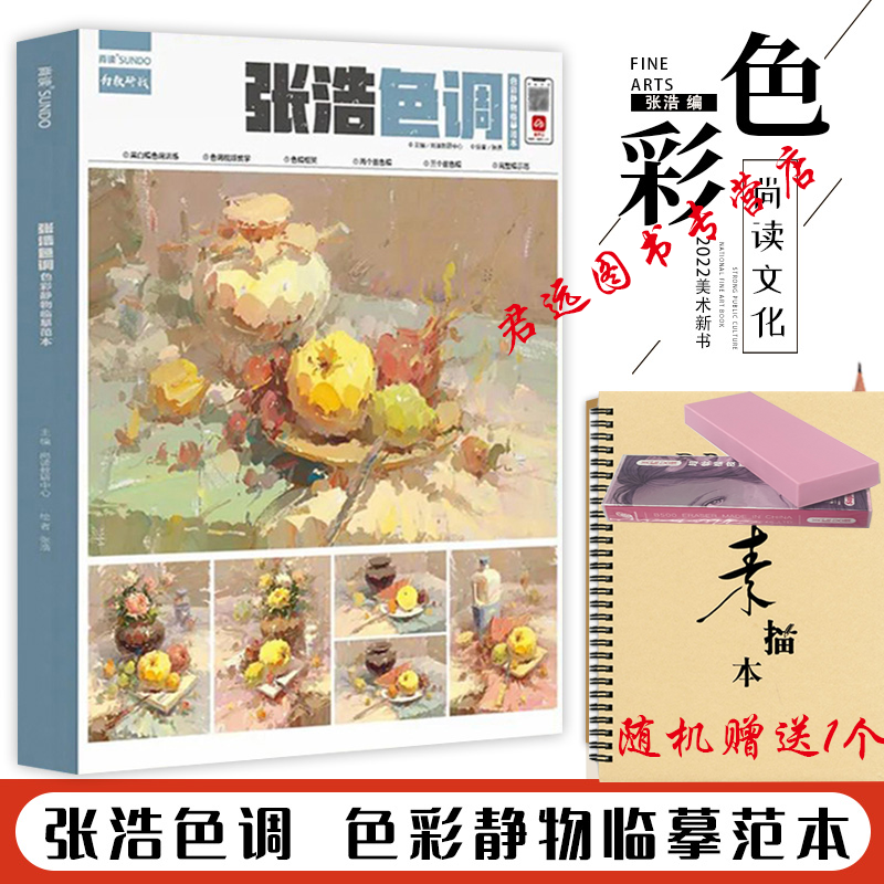 张浩色调色彩静物临摹范本2022尚读张浩水粉画册基础水果蔬菜二三个面色稿完整稿临摹写生美术素材高考联考教材教程入门书籍