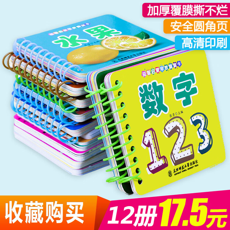 12本儿童早教书 宝宝益智早教书籍0-1-2-3岁撕不烂启蒙识字认字婴儿幼儿认物书周岁婴幼儿一岁半到二岁三岁两岁卡片书本看图识物