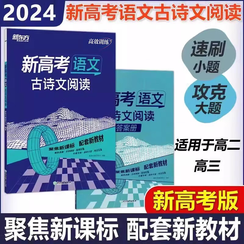 现货包邮 新东方 2024新高考语文古诗文阅读高三高考一轮总复习专项训练冲刷小题夯实基础拓展提升练习册