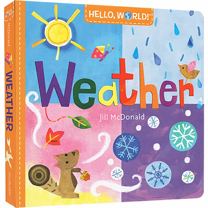 英文原版绘本 Hello World Weather 纸板书 你好科学小世界 天气 幼儿科普百科 幼儿STEM启蒙图画书 . 梦想童趣城