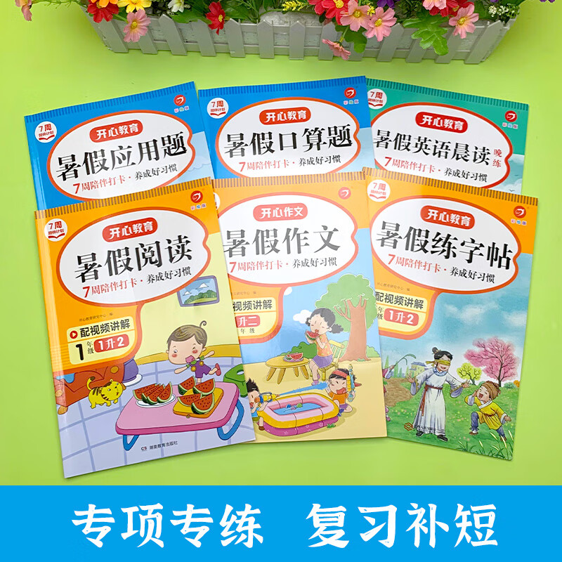 一升二暑假衔接专项训练一年级下册暑假作业暑假阅读训练假期练字帖口算题卡应用题人教版1升2年级上语文数学 暑假阅读 小学一年级
