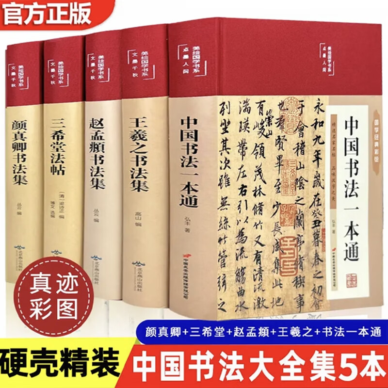 【彩绘国学】中国书法一本通+王羲之+赵孟頫+三希堂法帖+颜真卿 全五册书法集