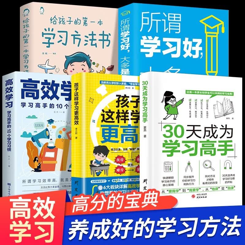 30天成为学习高手 学习品质揭示学习方法实操战术书籍科学学习方法 高效学习实用学习方法助你成为学习高手有效学习刻意练习书籍 【全5册】高效学习不用愁
