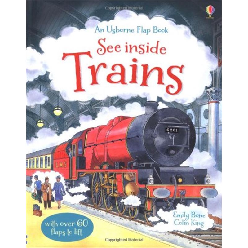 usborne 英文原版See Inside Trains 看里面 火车 大开本翻翻书