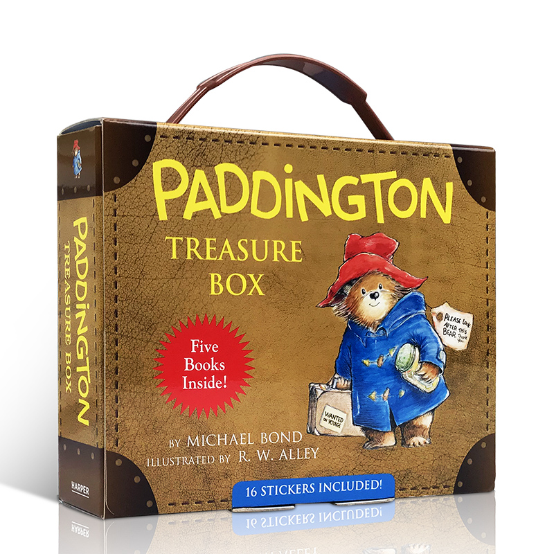 英文原版 帕丁顿熊 5册绘本 Paddington Treasure Box 手提袋礼盒装