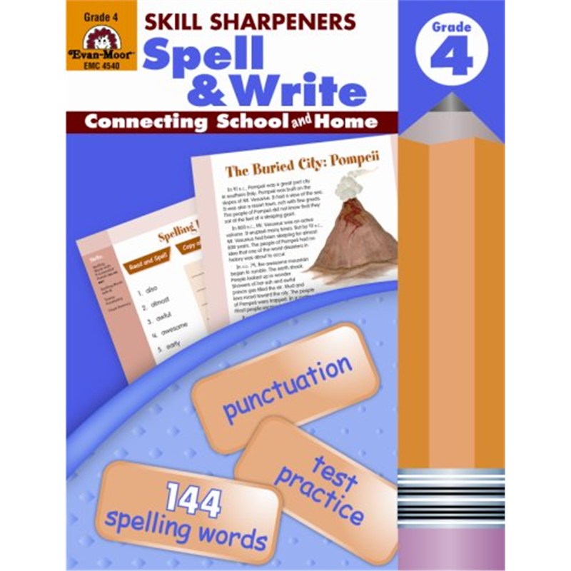 技能铅笔刀系列 四年级拼写练习册 英文原版 Skill Sharpeners Spell & Write, Grade 4 美国加州教材教辅 Ev