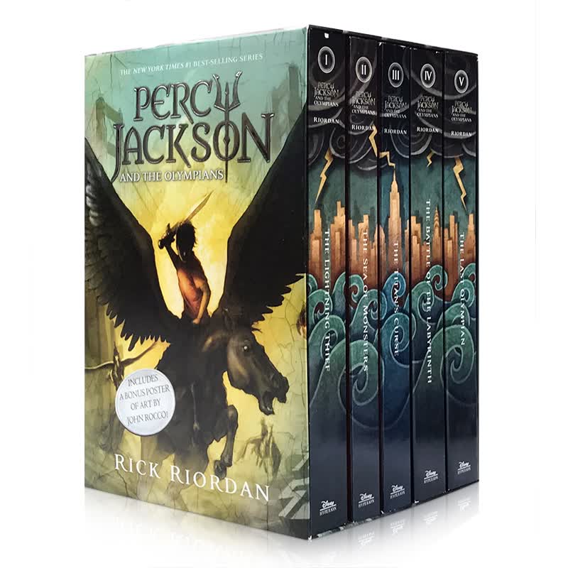 英文原版 波西杰克逊 Percy Jackson and the Olympians 波西杰克逊与奥林匹克 5册 奇幻冒险小说 青少年英语