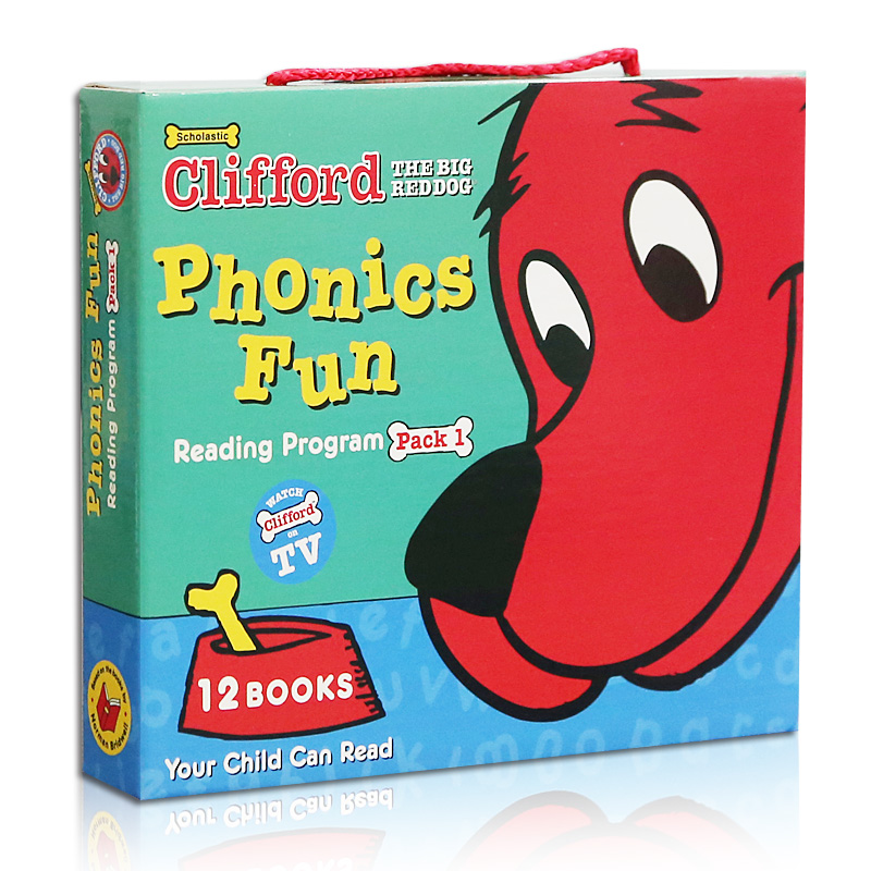 学乐 大红狗克里弗系列 Clifford Phonics Fun 12册礼盒装 儿童趣味绘本 The big Red Dog 自然拼读入门启蒙故事 英文原版（7-12岁） [盒装]