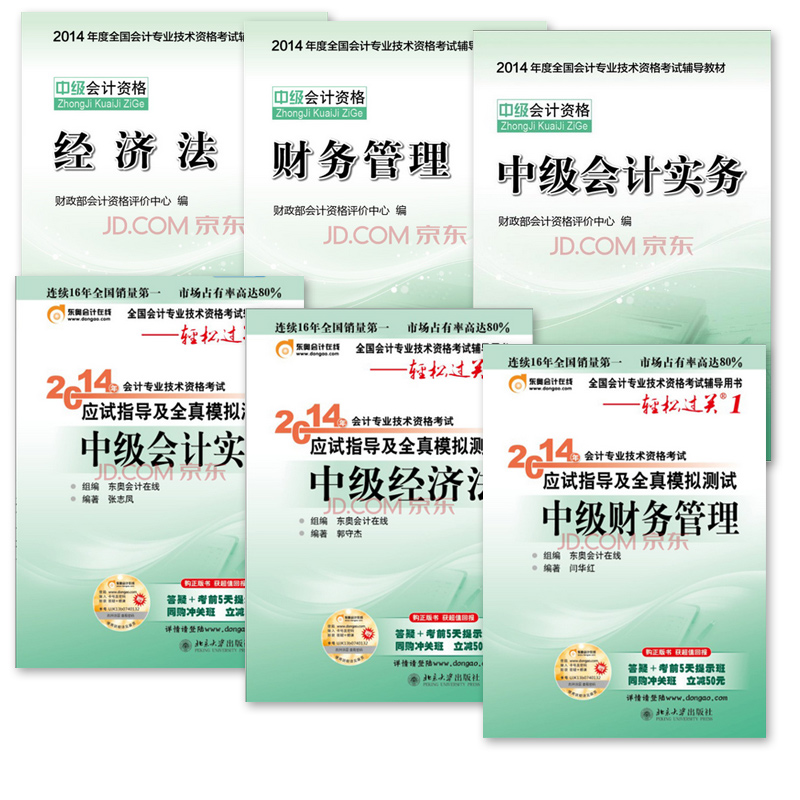 2014会计职称考试教材：中级会计资格（经济法+财务管理+中级会计实务）+轻松过关1（中级会计实务+中级经济法+中级经济法）（京东套装共6册）