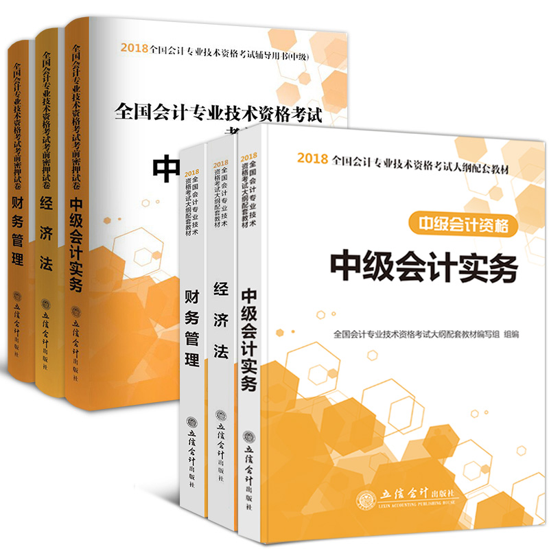 备考2019 中级会计职称2018教材+试卷：会计实务+经济法+财务管理（6册套装）