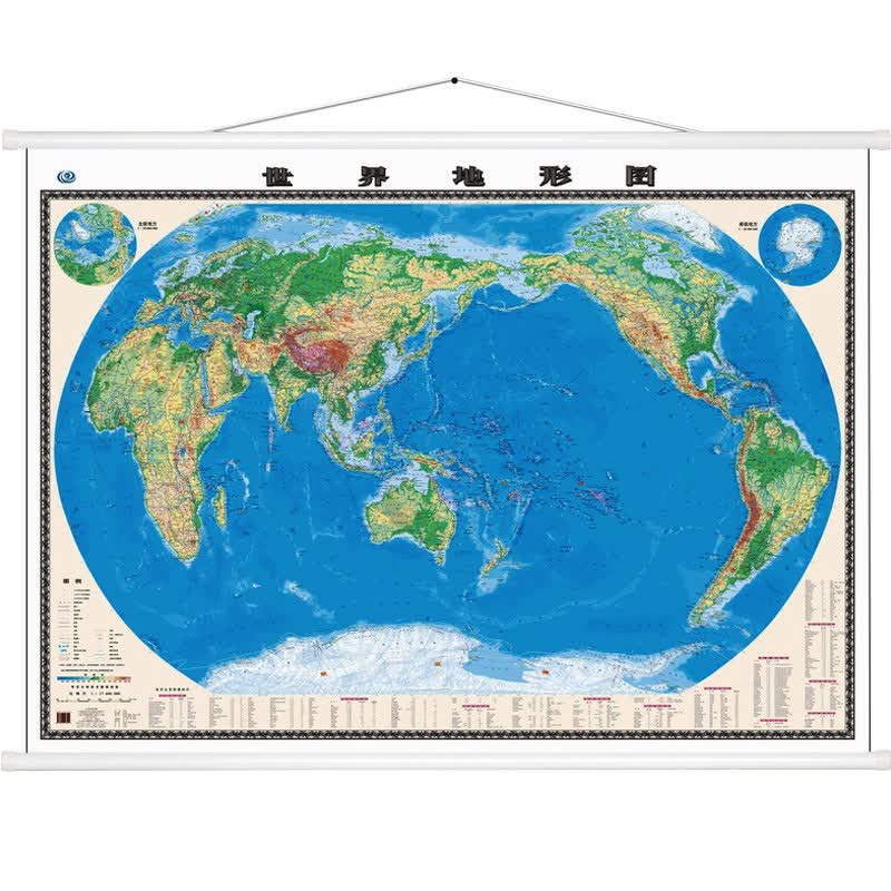 世界地图地形图挂图 1.5米X1.1米 大型挂图 办公室会议室用图 地理地貌地势 学习地理