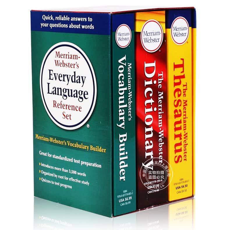 现货 韦氏英语词字典词典辞典 3本全套套装 英文原版 Merriam Webster\x27s Everyday Language Reference Set 词根同义 新版