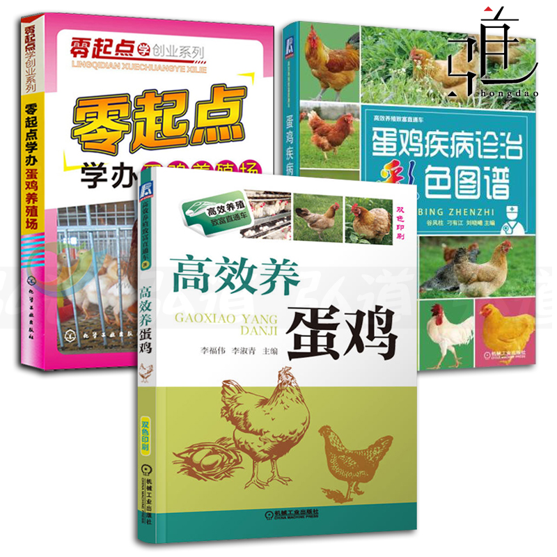 3册 高效养蛋鸡+蛋鸡疾病诊治彩色图谱+零起点学办蛋鸡养殖场 养鸡技术书籍 常见鸡病诊断防治技术