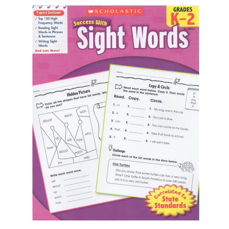 常见字 学乐成功系列 Scholastic Success with Sight Words Grade K-2 小学生家庭练习册 英文原版