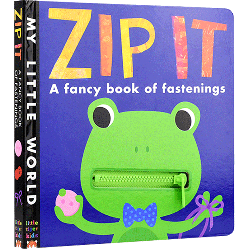 英文原版绘本 My Little World Zip It 幼儿趣味认知 拉链系绳操作玩具书 小老虎