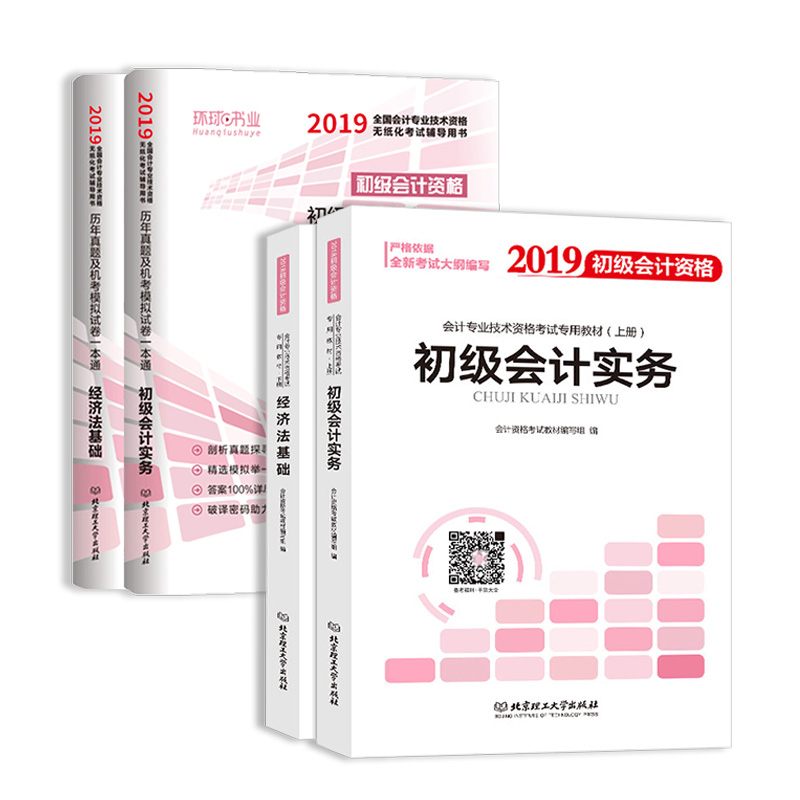 备考2020初级会计职称教材 2019年教材 2019初级会计职称资格考试教材+环球试卷（套装共4册）