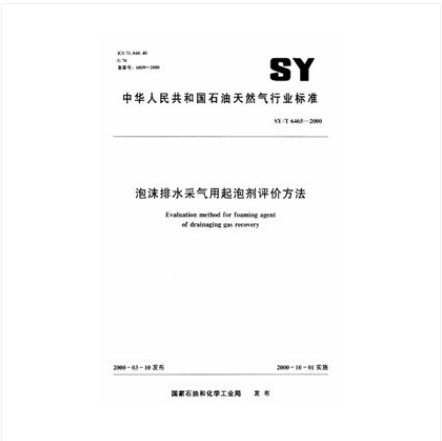 SY/T 6465-2000 泡沫排水采气用起泡剂评价方法