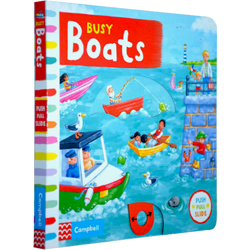 Busy系列纸板书 英文原版启蒙 Busy Boats 忙碌的小船 机关 操作 活动书