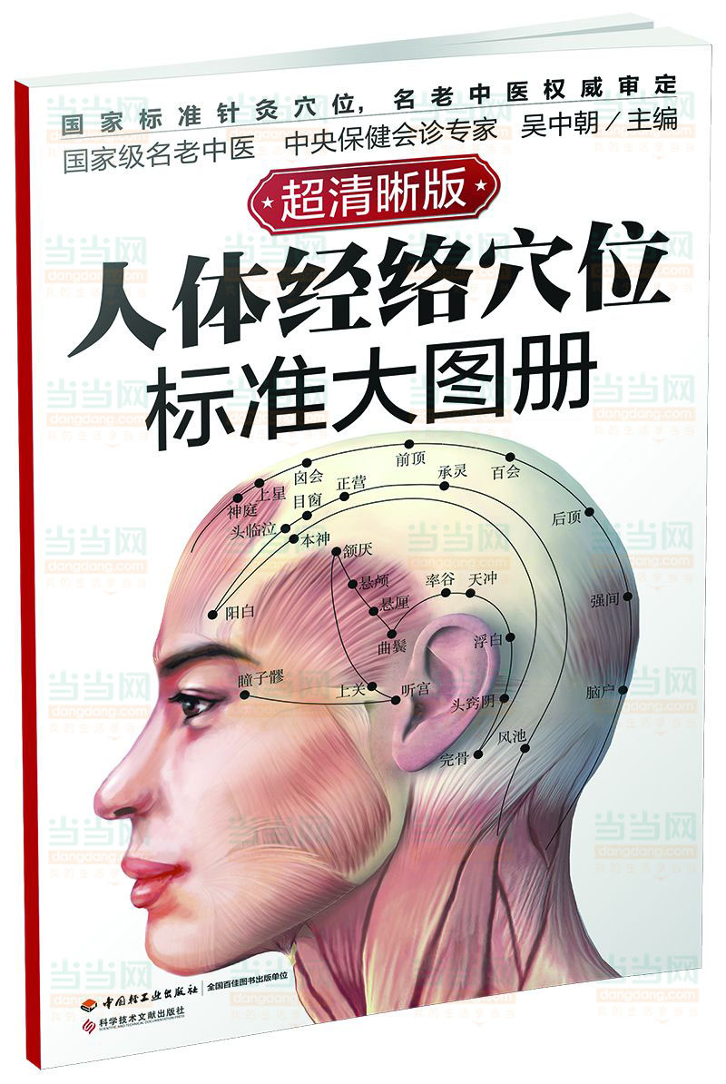 人体经络穴位标准大图册-超清晰版 健身与保健 吴中朝主编 中国轻工业出版社 978750199788