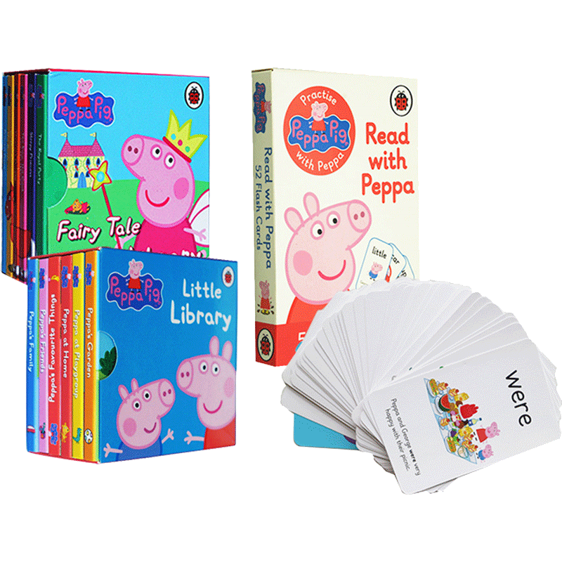 粉红猪小妹 Peppa Pig 小猪佩奇 纸板书12册 +英文学习 字卡1盒 英文原版