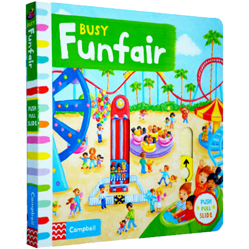 Busy系列纸板书 英文原版启蒙 Busy Funfair 繁忙的游乐场 机关操作活动书