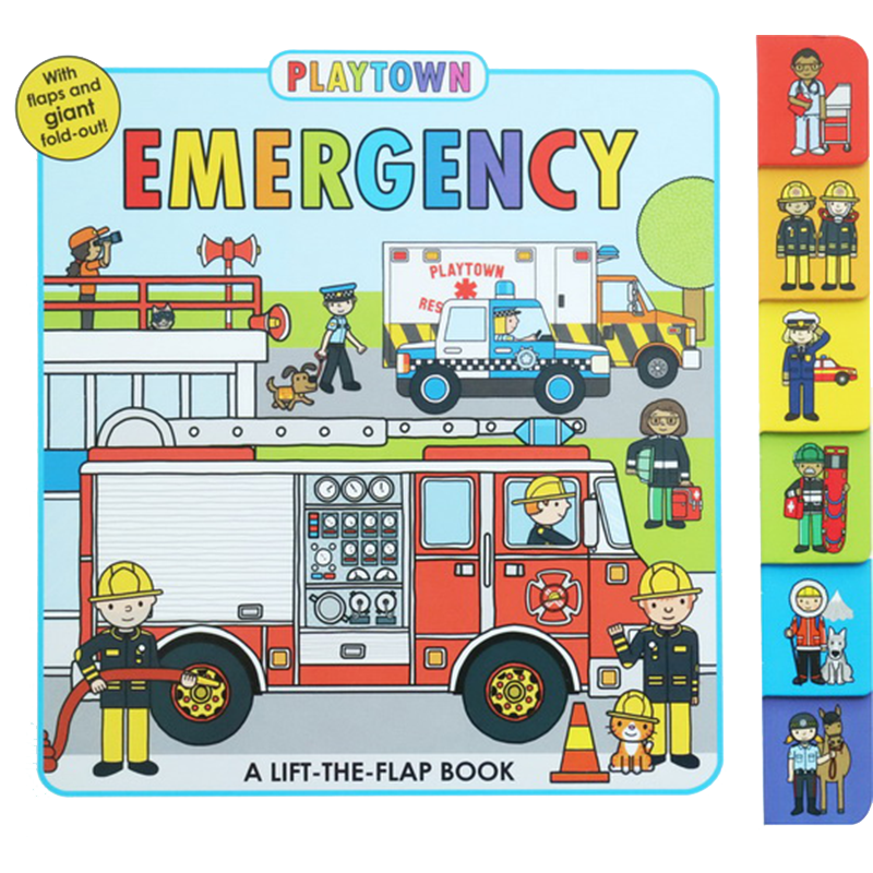 Playtown系列 Emergency A Lift-the-Flap book 纸板翻翻书 边玩边学 幼儿启蒙绘本童书 儿童绘本 撕不烂纸板书