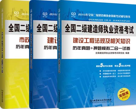 二级建造师 市政工程专业真题+模拟二合一试卷 法规+施工+市政专业3本组合（套装共3册）