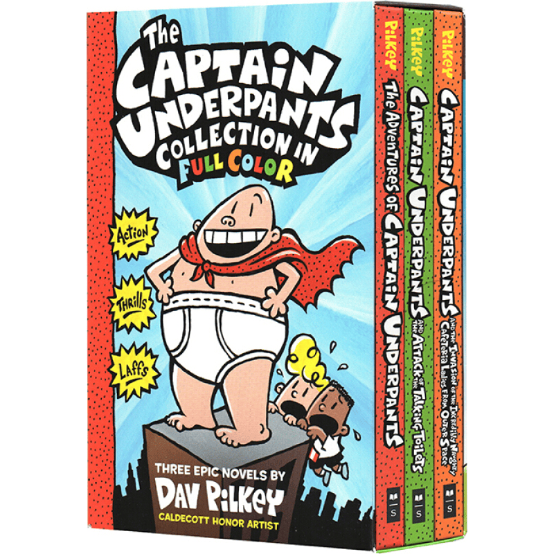 英文原版 The Captain Underpants Collection 内裤超人英文版3册