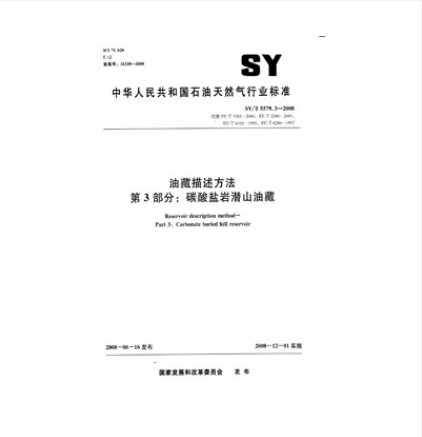 SY/T 5579.3-2008 油藏描述方法第3部分：碳酸盐岩潜山油藏