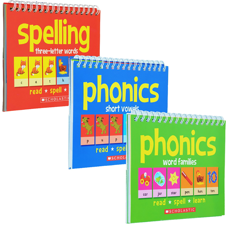 英文原版 儿童绘本 英文原版Scholastic Flipover Phonics 自然发音翻翻学习字卡组 儿童认知启蒙开发学习英文版 亲子教育互动