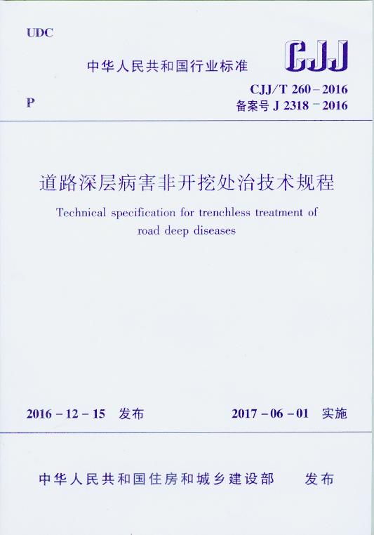CJJ/T 260-2016 道路深层病害非开挖处治技术规程