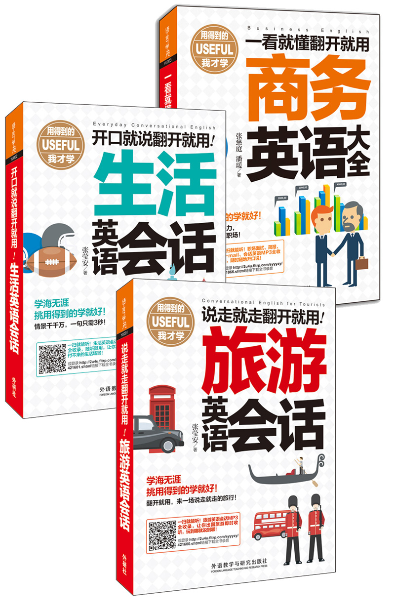 翻开就用的英语口语大全集(旅游英语+日常生活+商务大全.套装共3册)(含MP3)