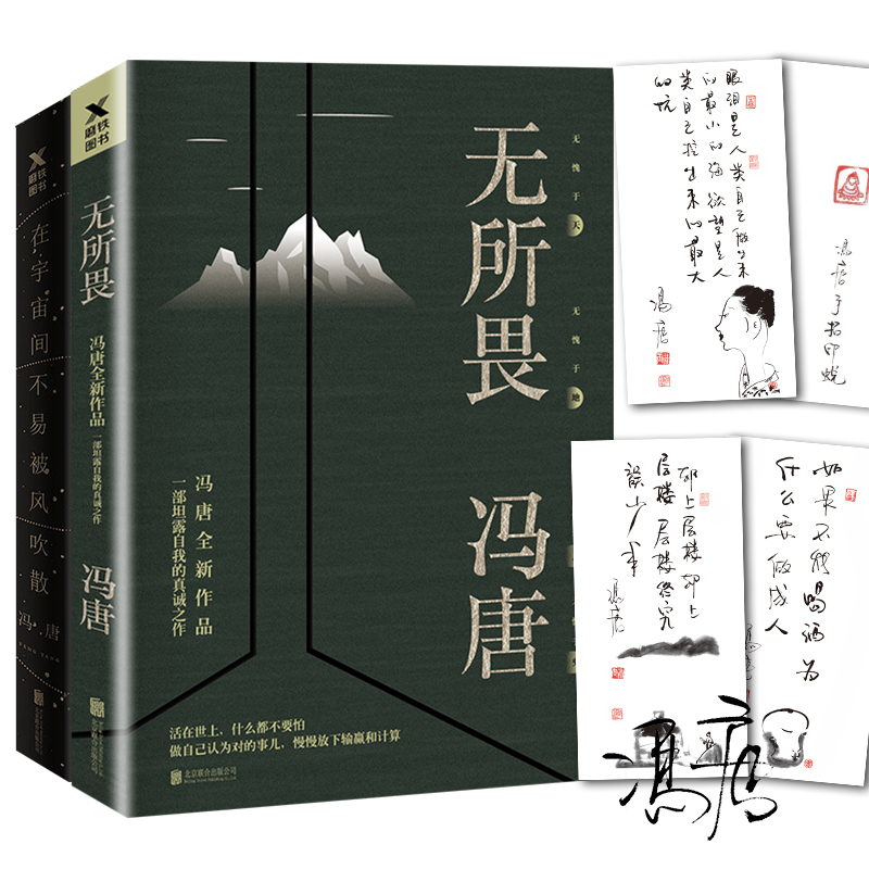 冯唐全新作品两册套装（无所畏+（2018新版）在宇宙间不易被风吹散 ，附赠1幅冯唐亲盖印蜕+3幅可装裱冯唐书画）