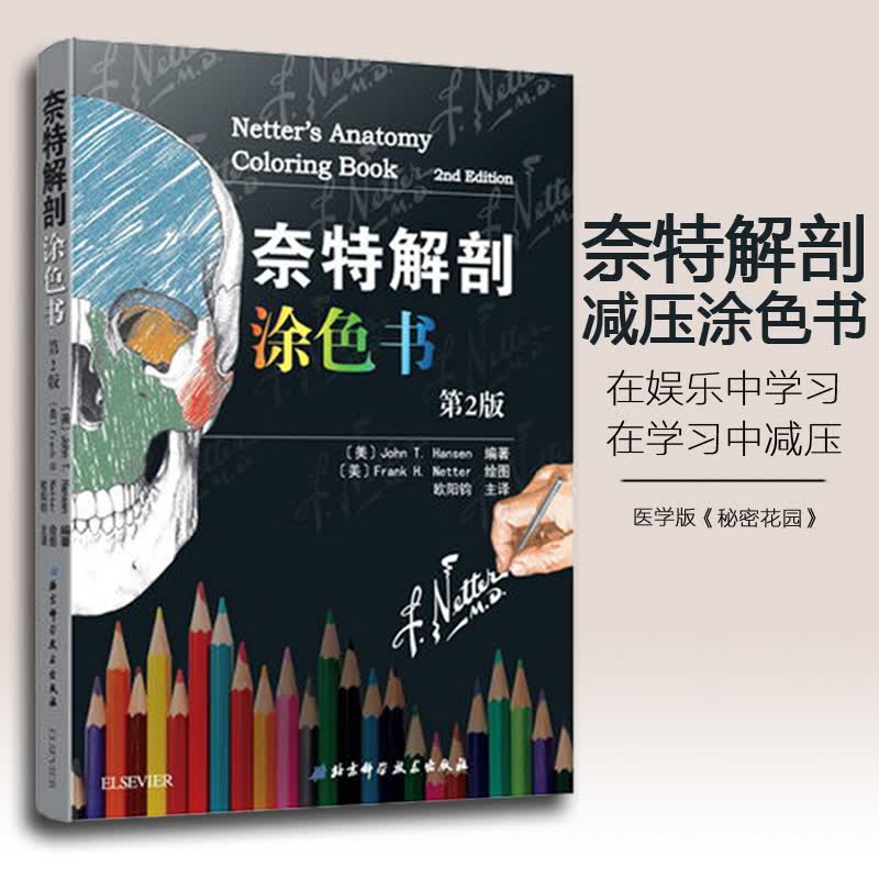 奈特解剖涂色书(第2版) 医学版《秘密花园》人体解剖图谱涂色书籍解剖结构工具书解剖学要点专