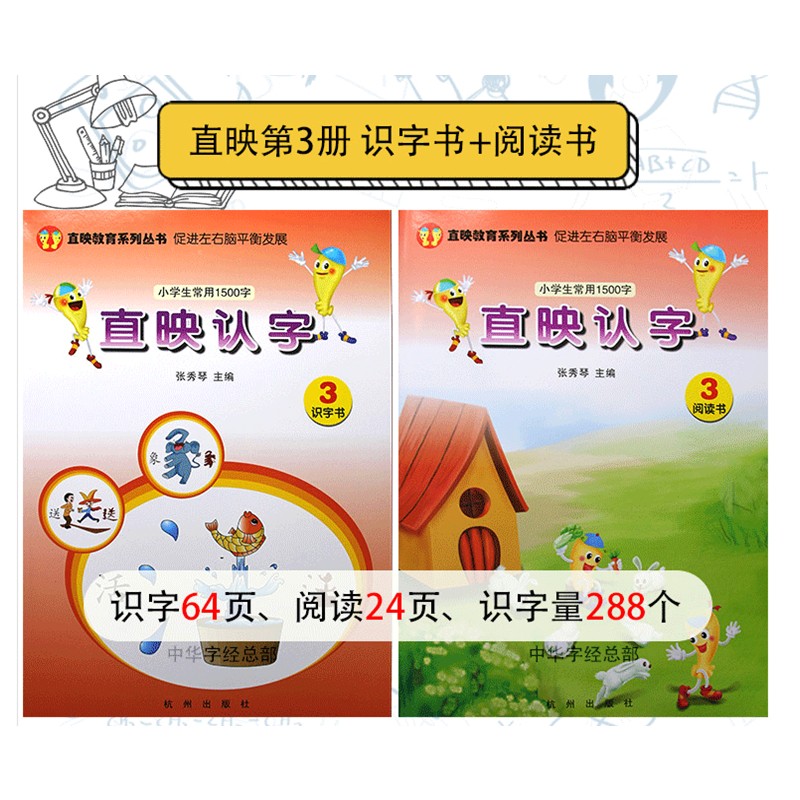 直映教育 直映认字 直映识字 第三册高速识字启蒙幼儿识字教材卡片有图识字教材1-2-3-4-5岁 直映认字第三册