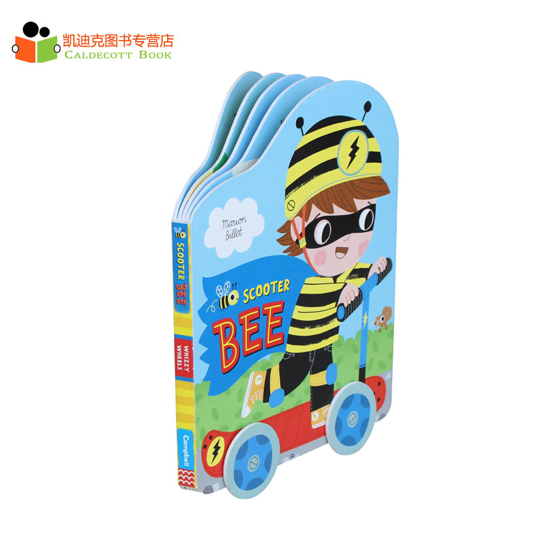 英文原版绘本纸板车轮玩具书 Scooter Bee 小蜜蜂滑板车纸板