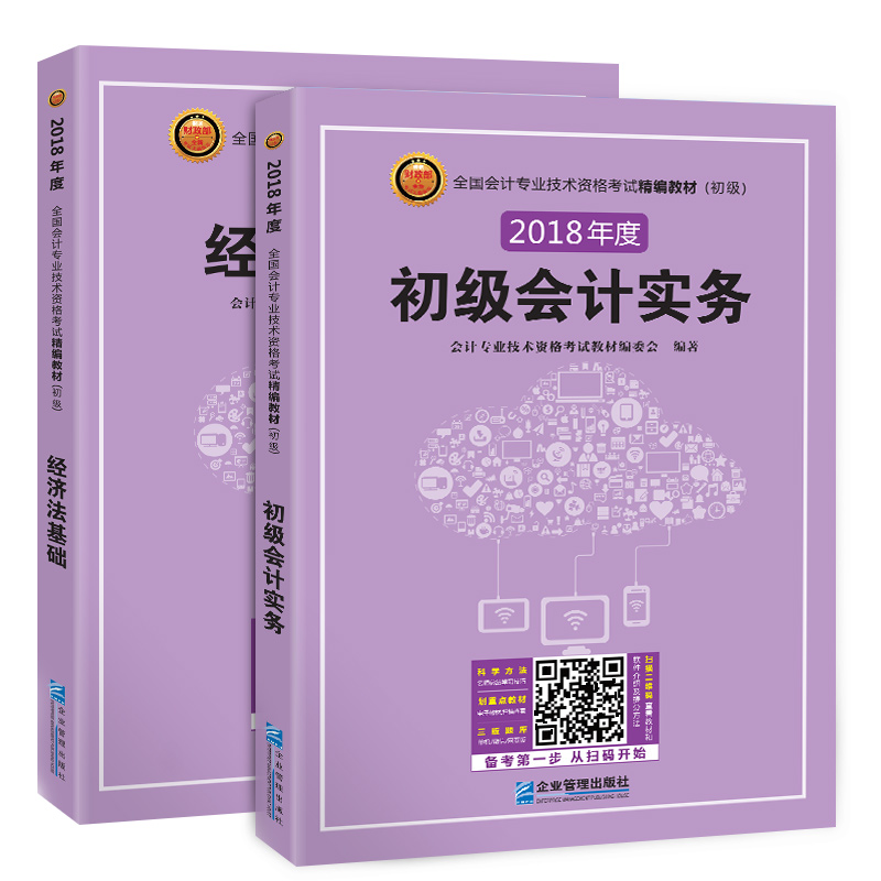 备考2019 2018年全国初级会计职称考试精编教材：初级会计实务+经济法基础（套装共2册）