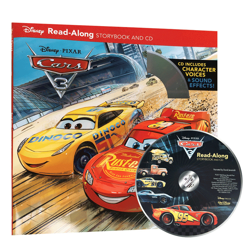 原版英文Cars 3 Read-Along Storybook disney迪士尼3-6岁