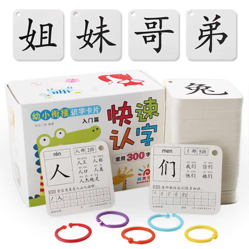 幼小衔接识字卡片 儿童识字卡片认字卡片 3-6岁书拼音卡片 幼儿启蒙认知早教书籍无图识字卡02 入门篇