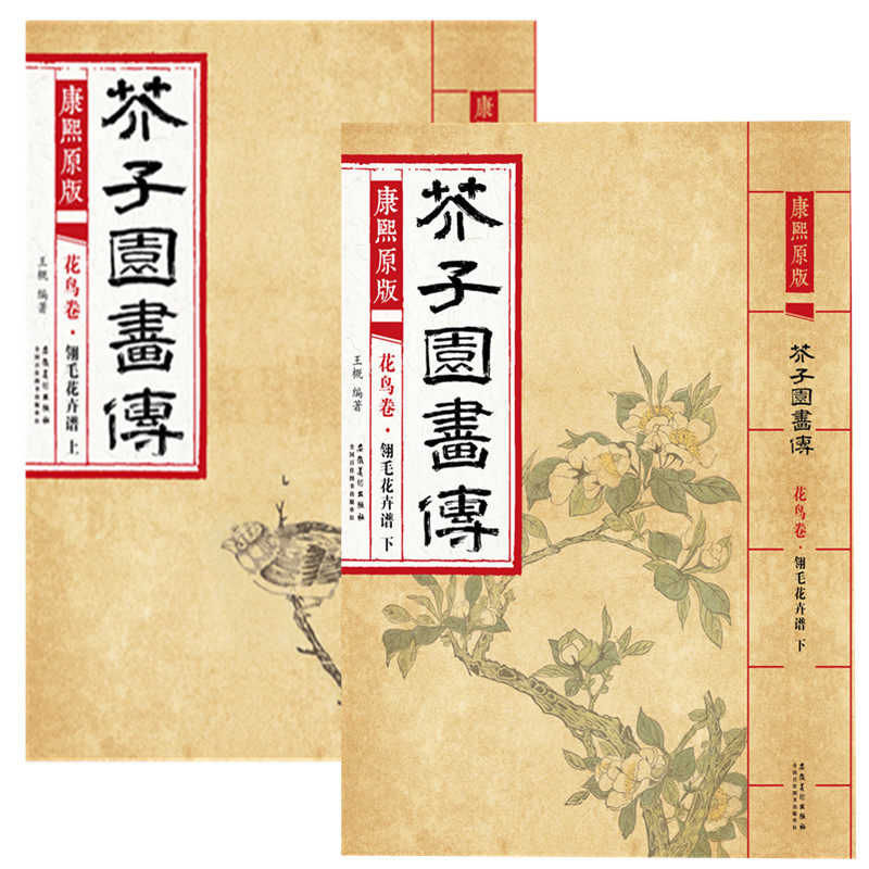 芥子园画传花鸟卷 康熙原版花鸟卷翎毛花卉谱上下2本 国画绘画技法 花鸟画国画技法 芥子园画谱